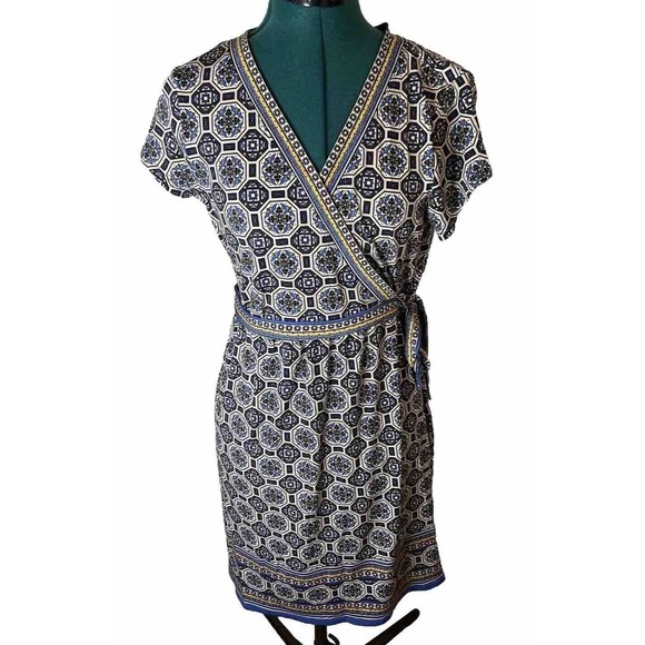 Max Studio | Dresses | Max Studio Blue Yellow Moroccan Medallion Faux ...